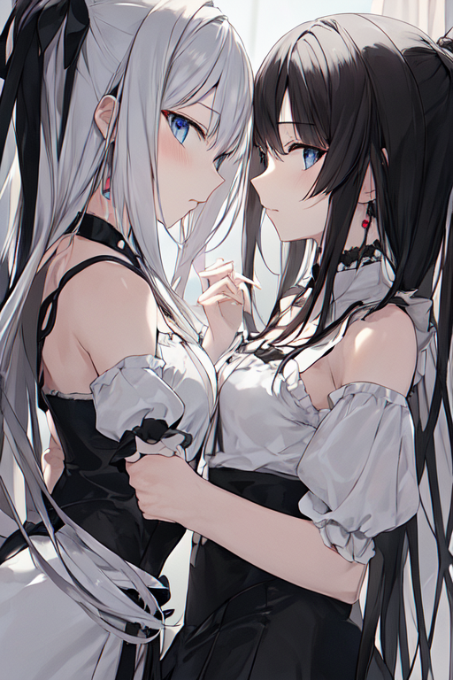 Art AI two girls par anono PixAI