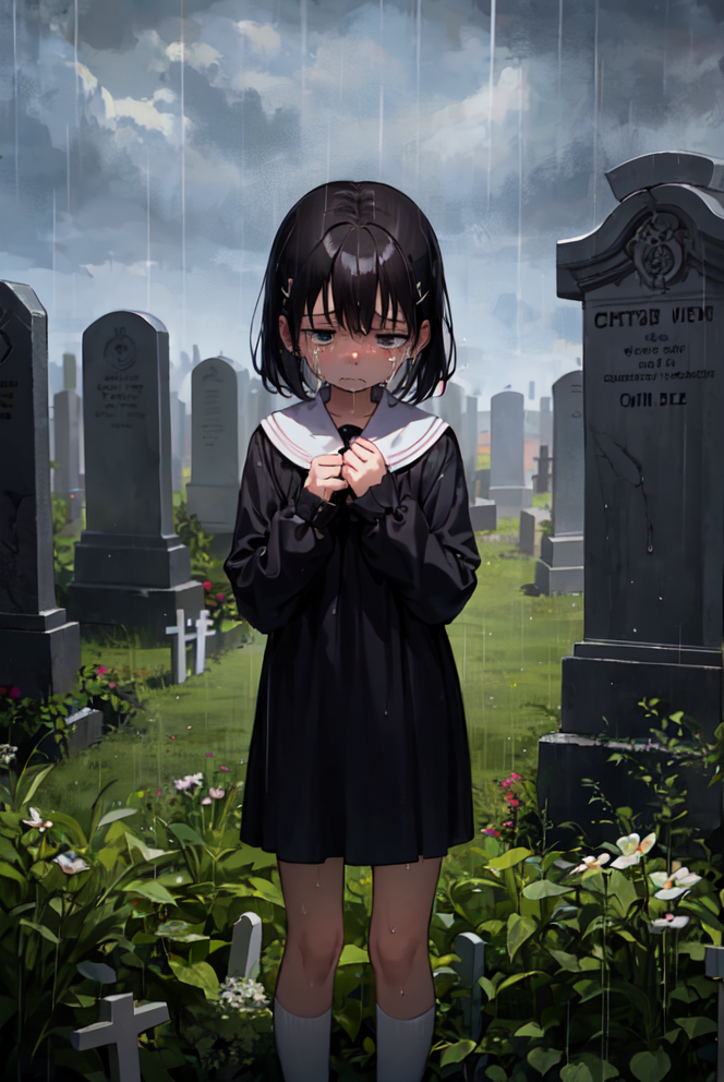 Lonely Anime Girl Crying In The Rain