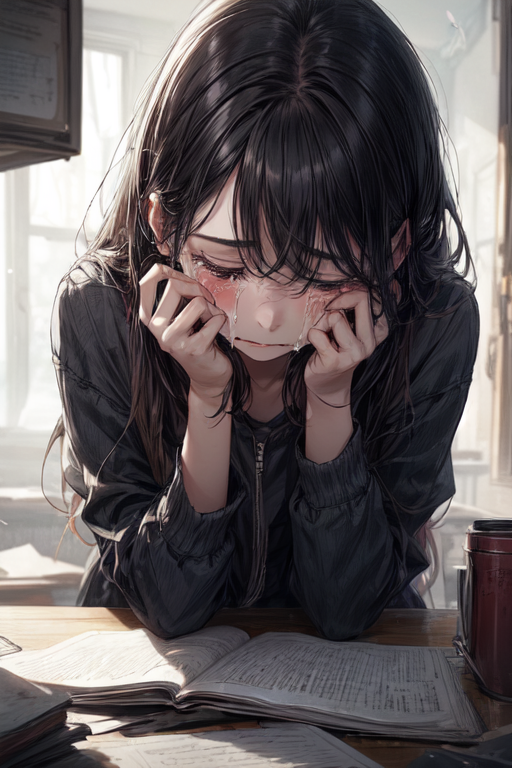 Anime Girl Depressed Crying