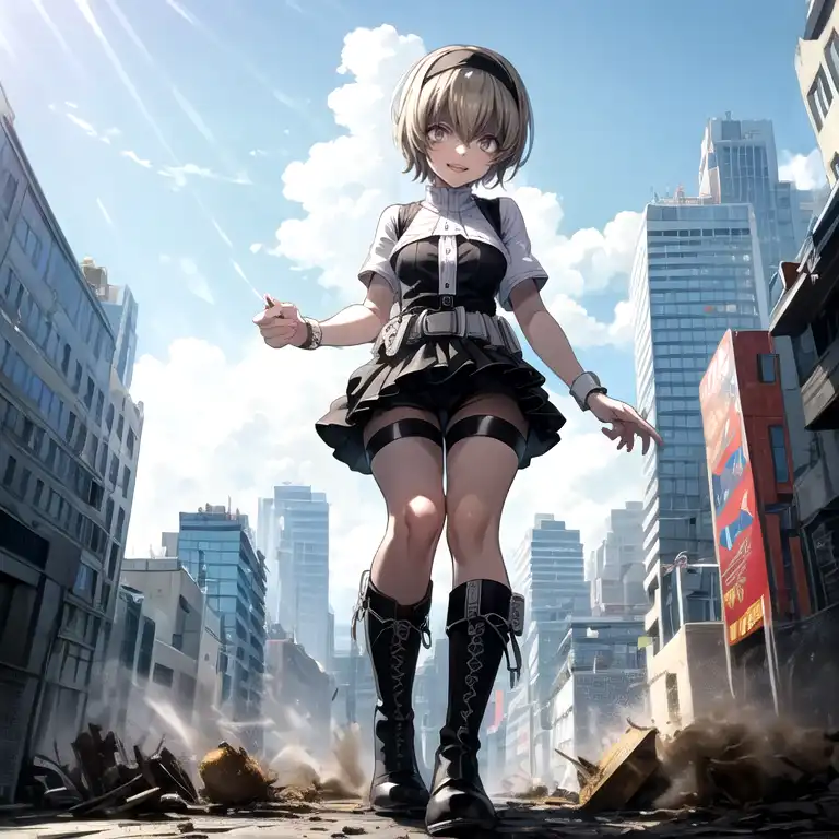 Ai Art Pekora Giantess Walking Through The City By Vilmar Pixai