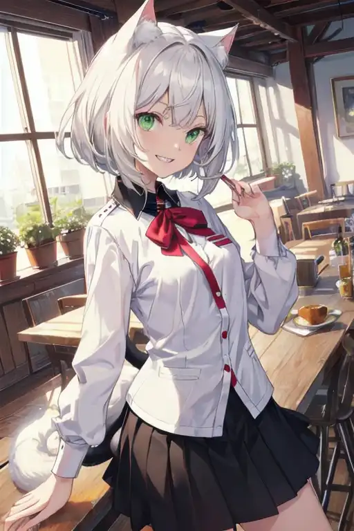 Ai Art Cat Girl In Cafe By Monolith Pixai